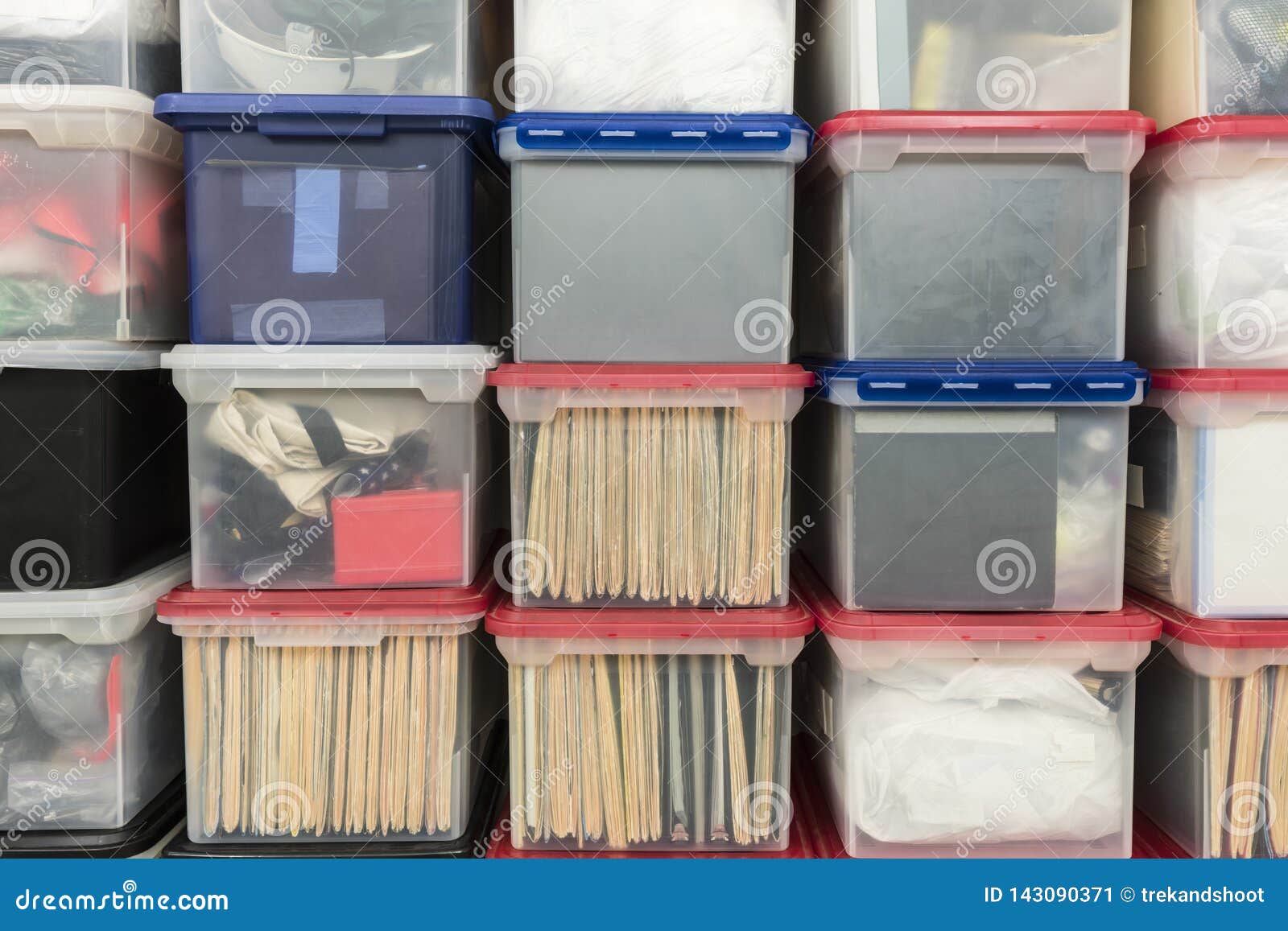 Stacked Plastic Storage Boxes Stock Image - Image of packed, items ...