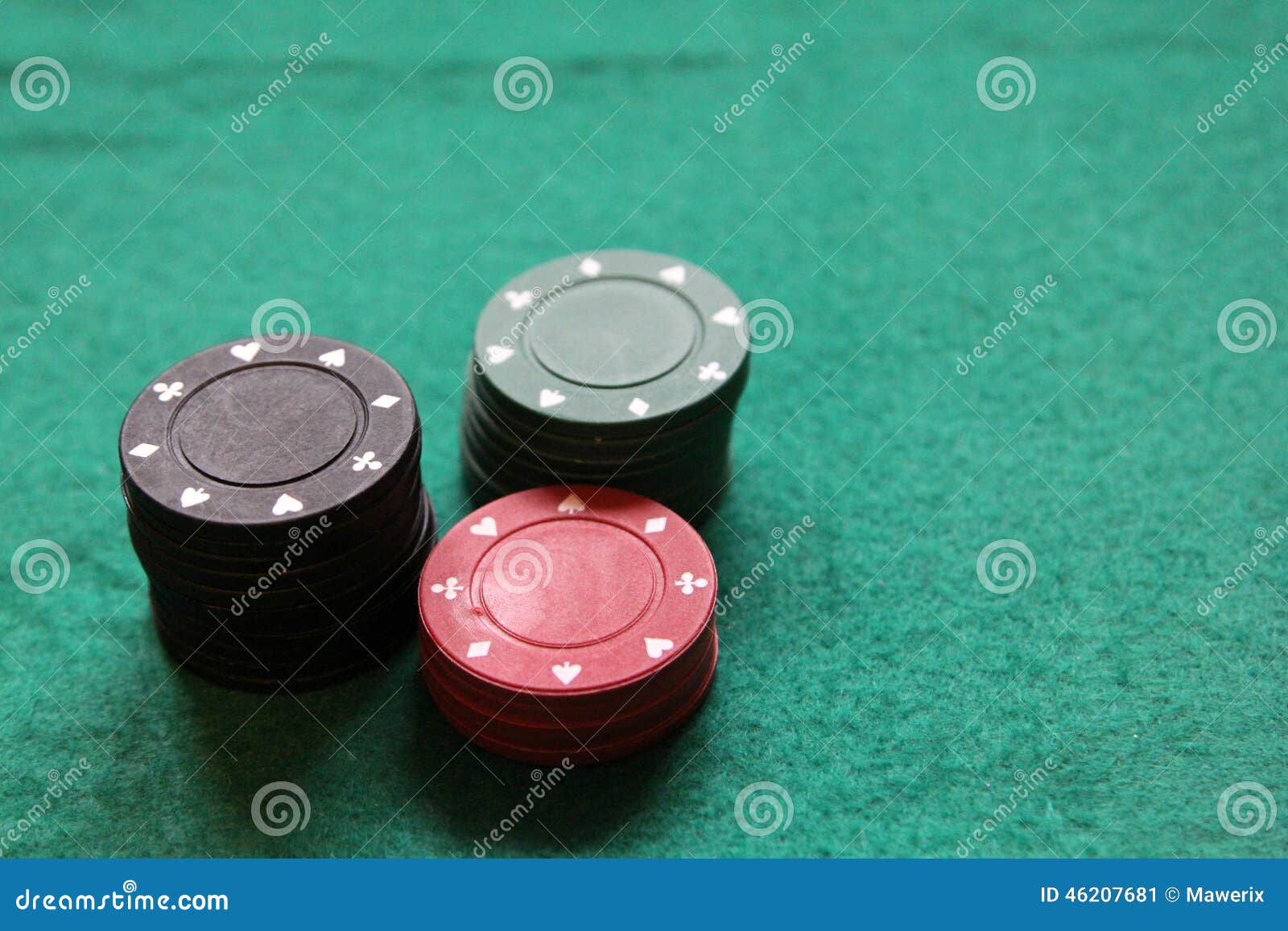 Stacked poker chips stock image. Image of green, casino - 46207681