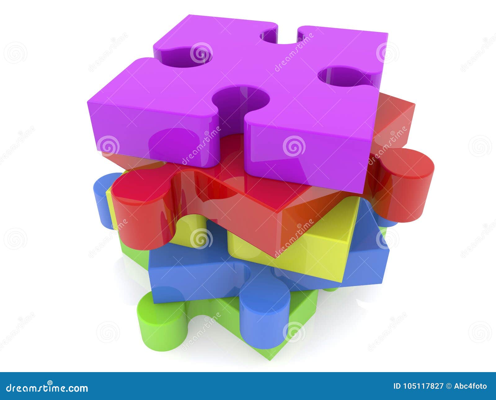 Stacked Puzzle Pieces on White Stock Illustration - Illustration of ...