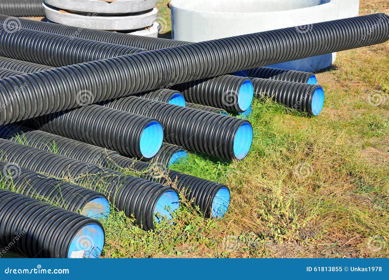 Stacked PVC pipe stock image. Image of culvert, plastic - 61813855