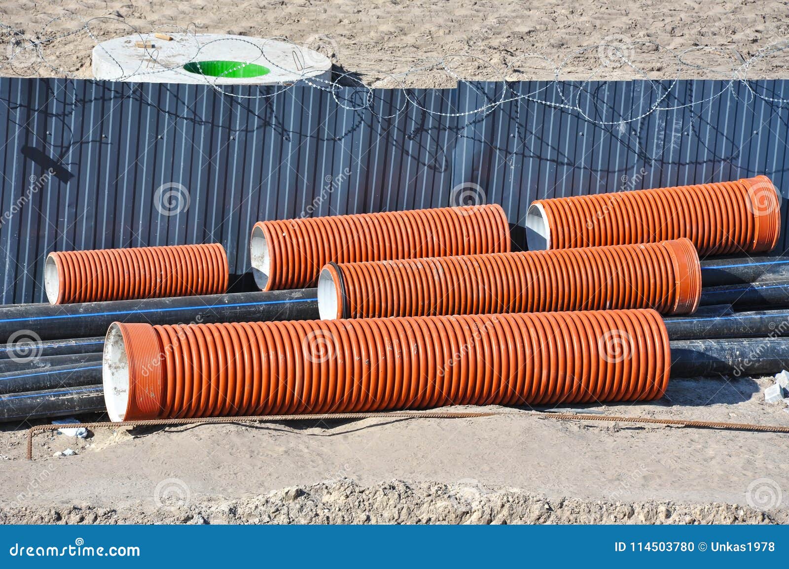 Stacked PVC pipe stock photo. Image of drainage, drain - 114503780