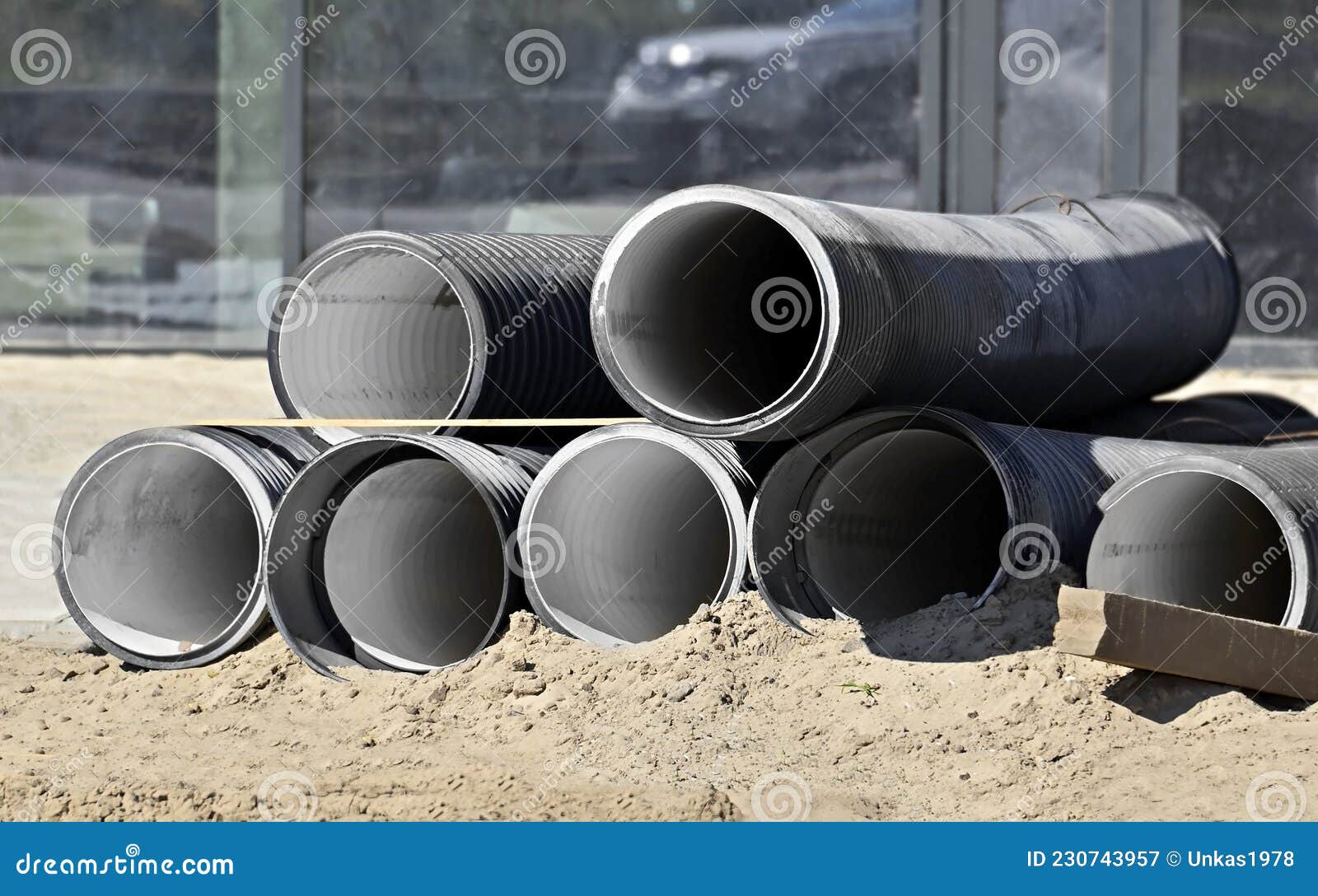 Stacked PVC pipe stock image. Image of business, pipe - 230743957