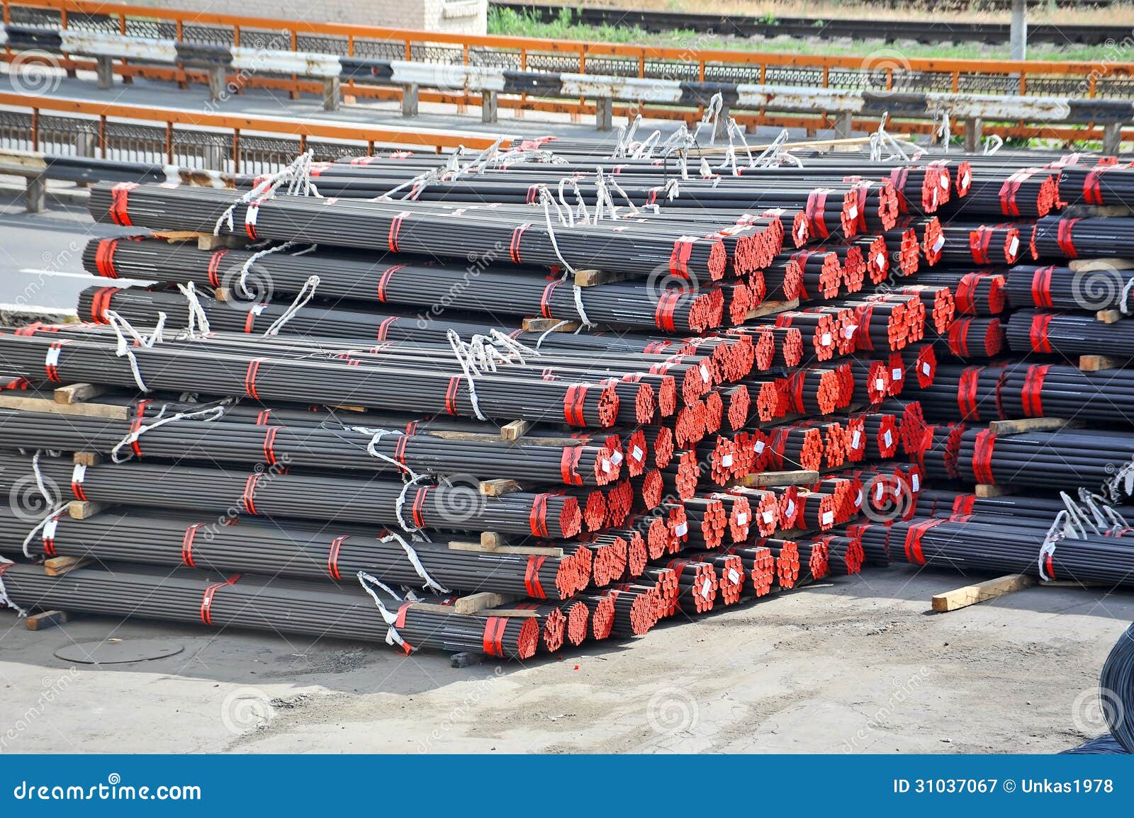 Stacked PVC and steel pipe stock image. Image of pipeline - 31037067