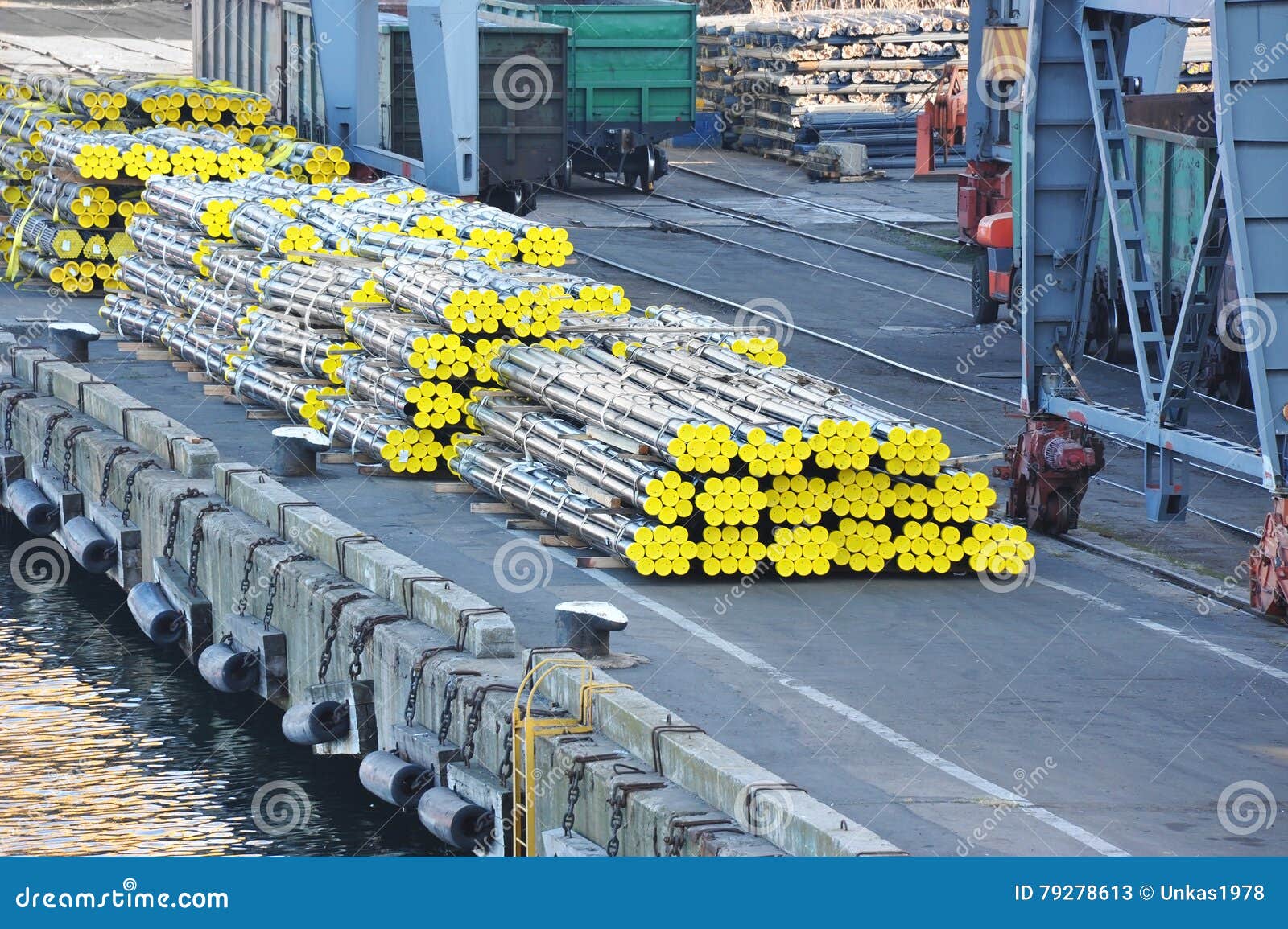 Stacked PVC and steel pipe stock image. Image of industry - 79278613