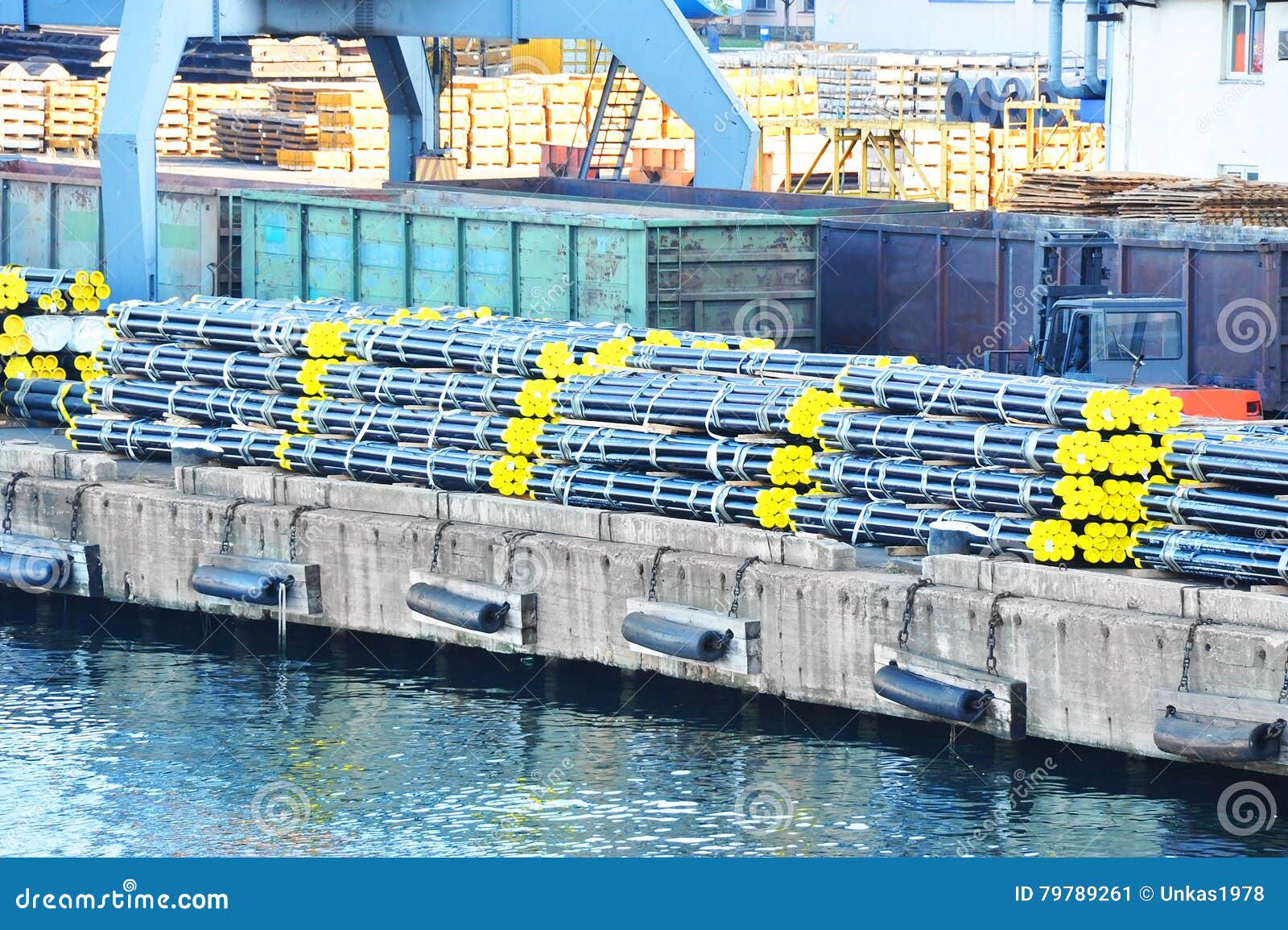 Stacked PVC and steel pipe stock image. Image of metal - 79789261