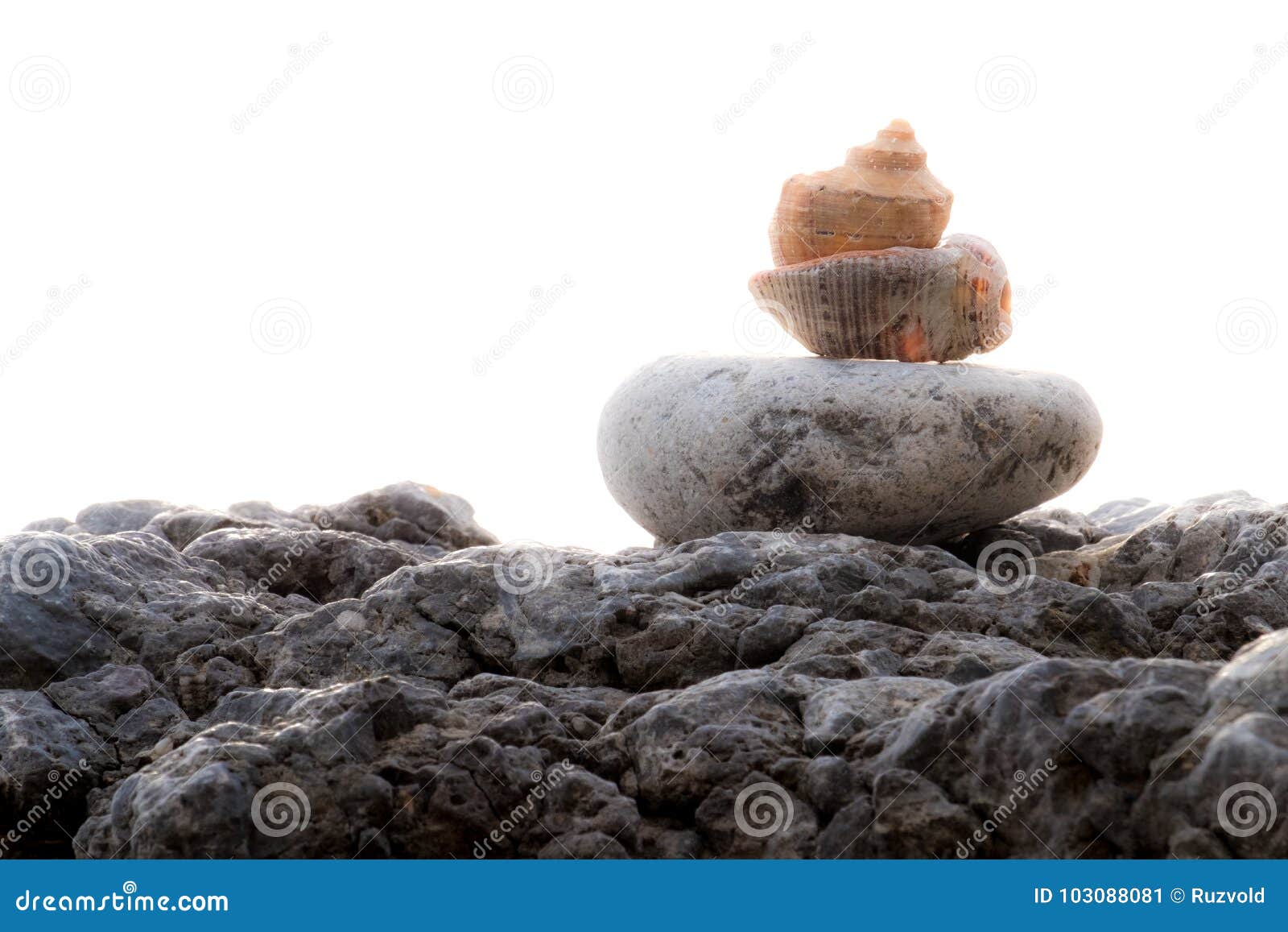 Stacked with a Pyramid of Shell and Stones Stock Image - Image of ...