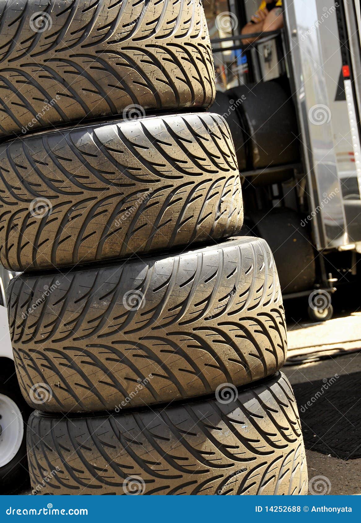 Stacked Race Car Tyres stock photo. Image of outdoors - 14252688