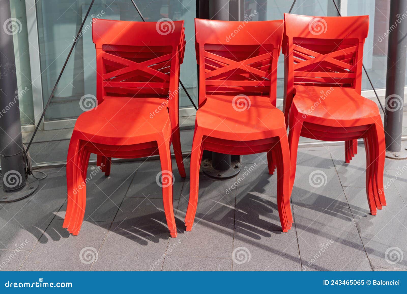 Stacked Red Chairs stock image. Image of modern, chairs - 243465065