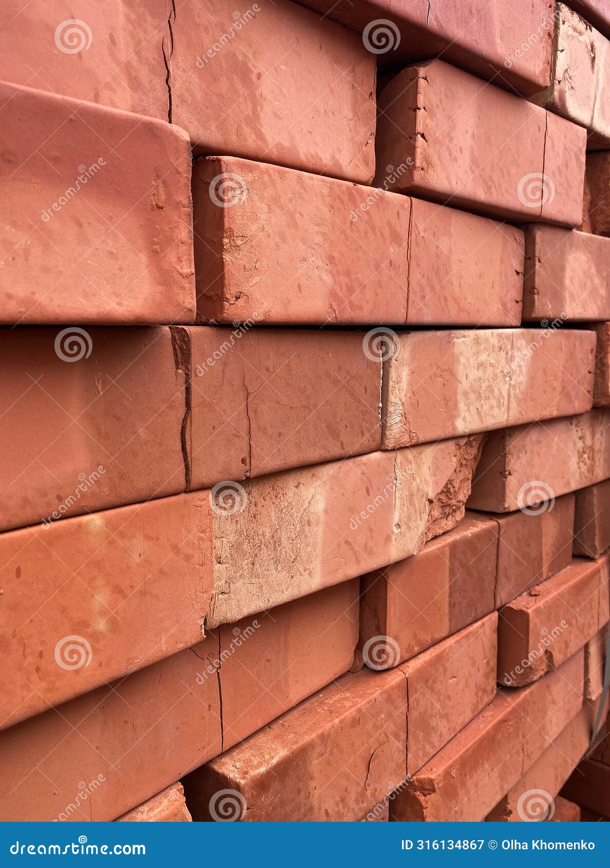 Stacked Red Clay Bricks for Construction Stock Image - Image of ...