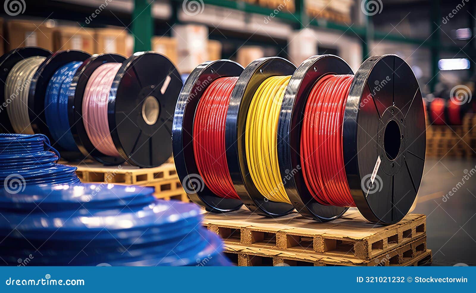 Stacked reel of cable stock illustration. Illustration of projects ...