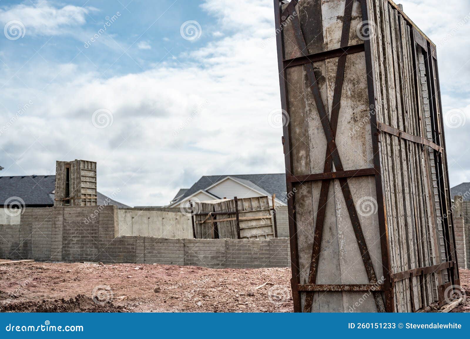 Stacked Removable Concrete Forms for a Basement at a Residential Home ...