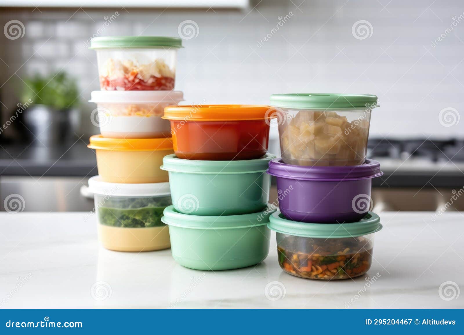 Stacked Reusable Food Storage Containers Stock Image - Image of food ...