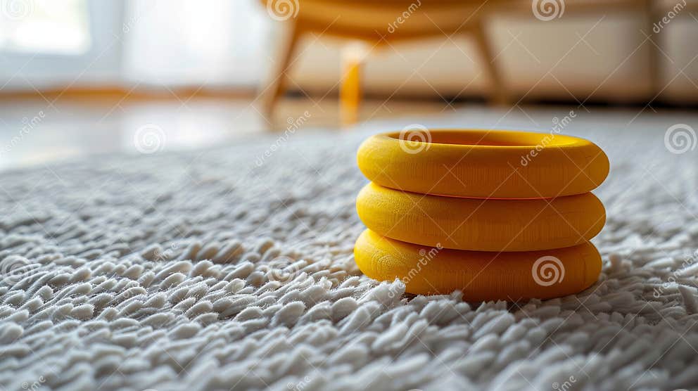 Stacked Rings on a Rug in a Cozy Home Setting. Stock Photo - Image of ...
