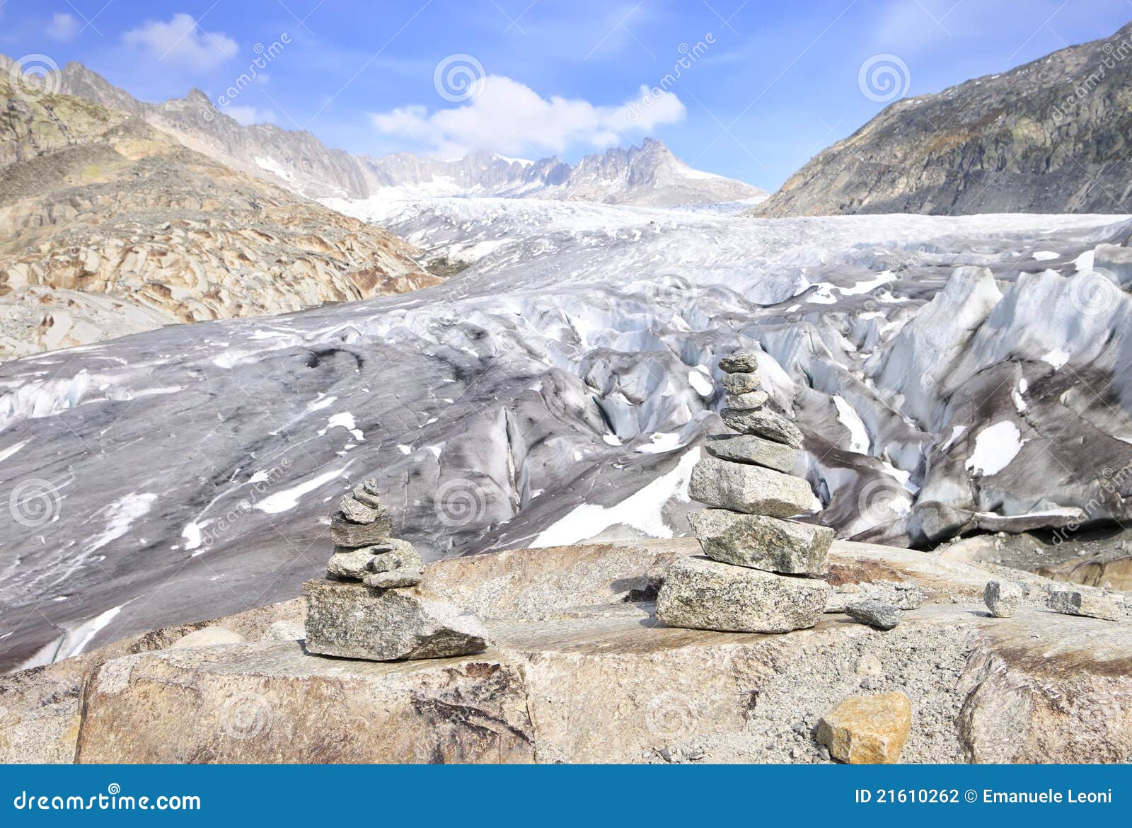 Stacked Rocks with Blue Sky and Rhone Glacier Stock Photo - Image of ...