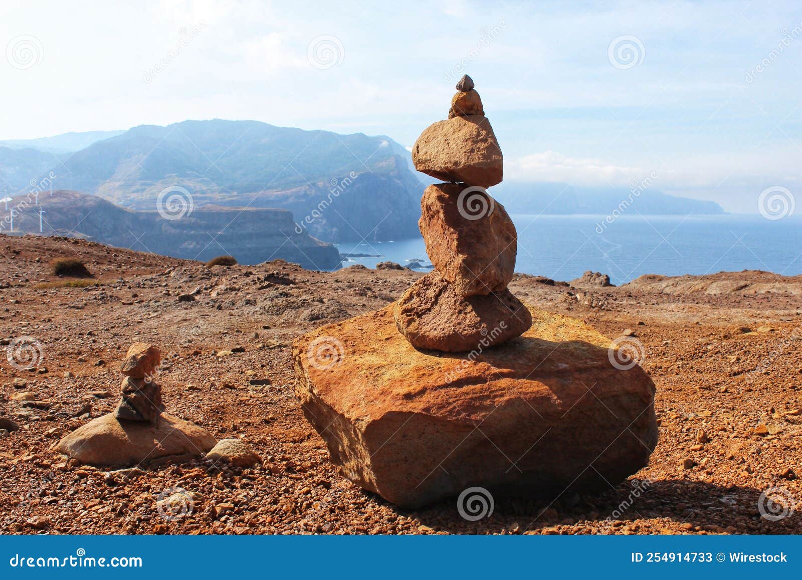 Stacked Rocks on the Coastal Mountains of Maderia Stock Image - Image ...