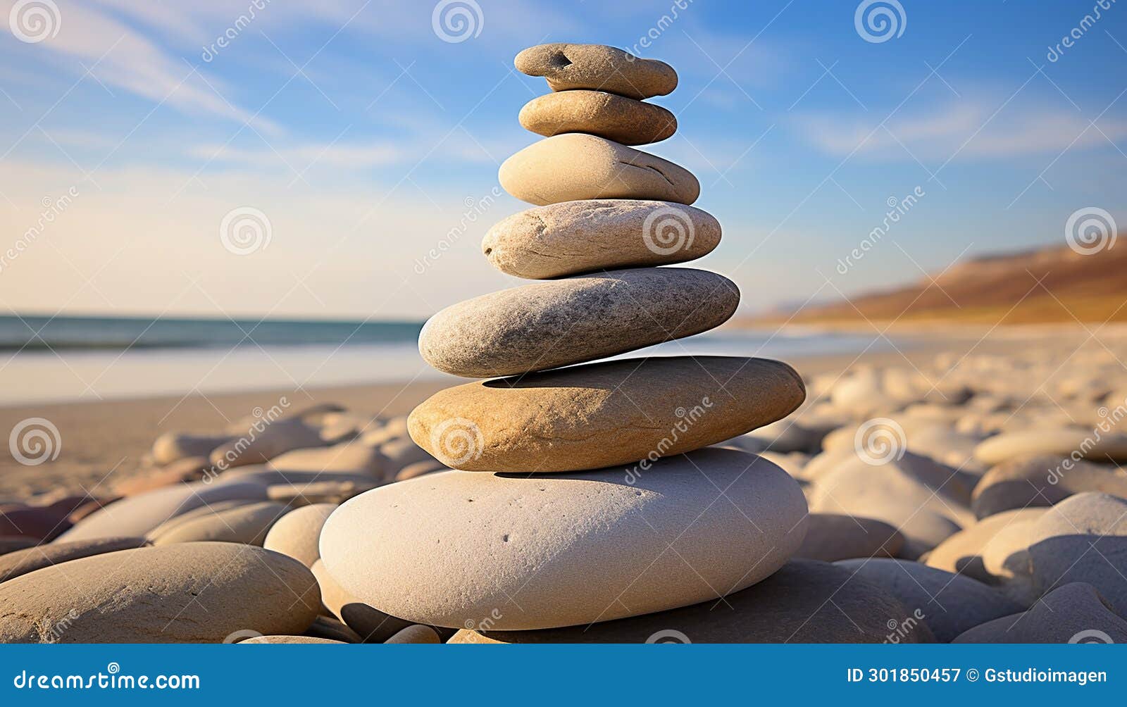 Stacked Rocks Symbolize Harmony and Tranquility in Nature Generated by ...