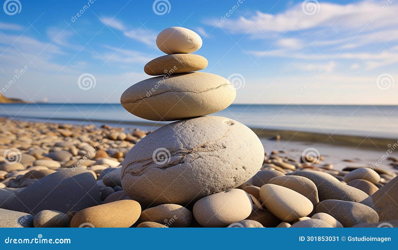 Stacked Rocks Symbolize Harmony and Tranquility in Nature Generated by ...