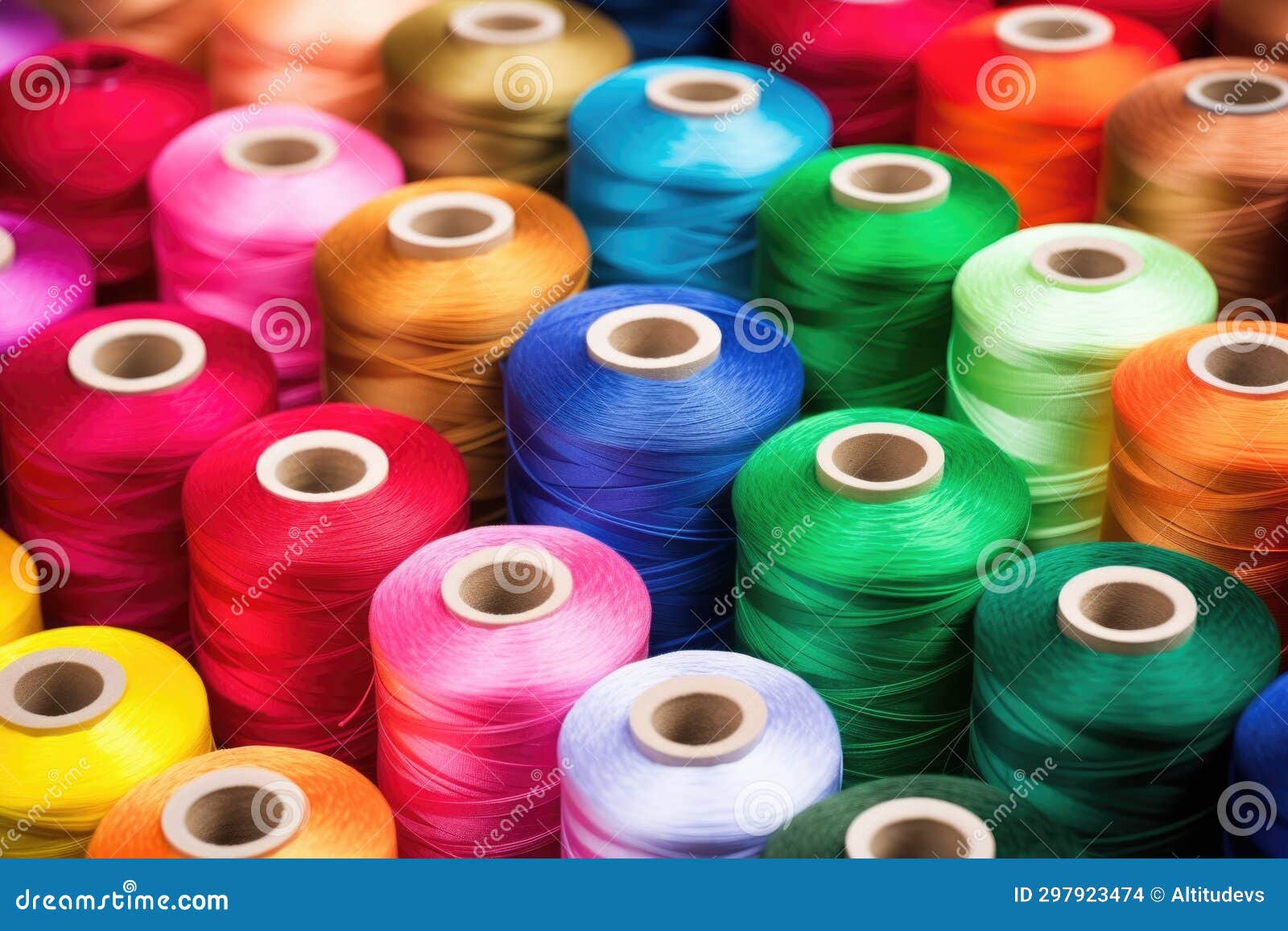 Stacked Rolls of Different Colored Sewing Threads Stock Photo - Image ...