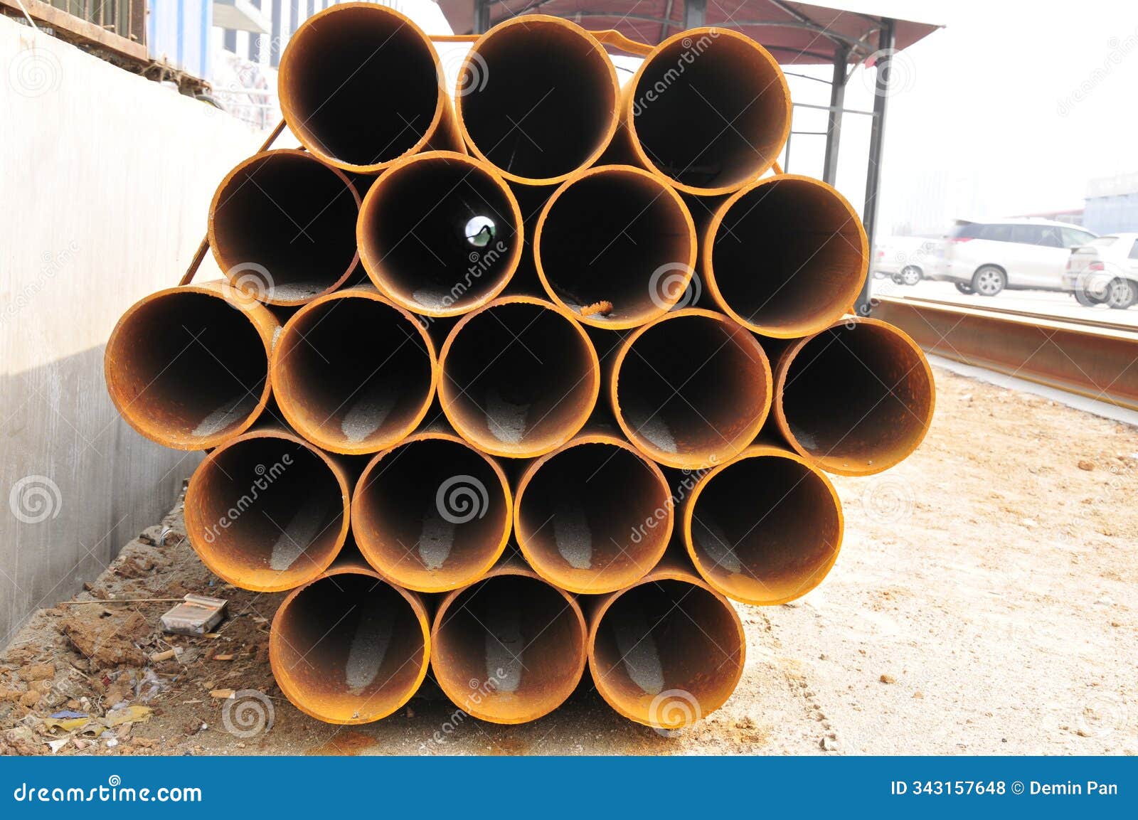 Stacked with Rust of Steel Pipe Stock Illustration - Illustration of ...