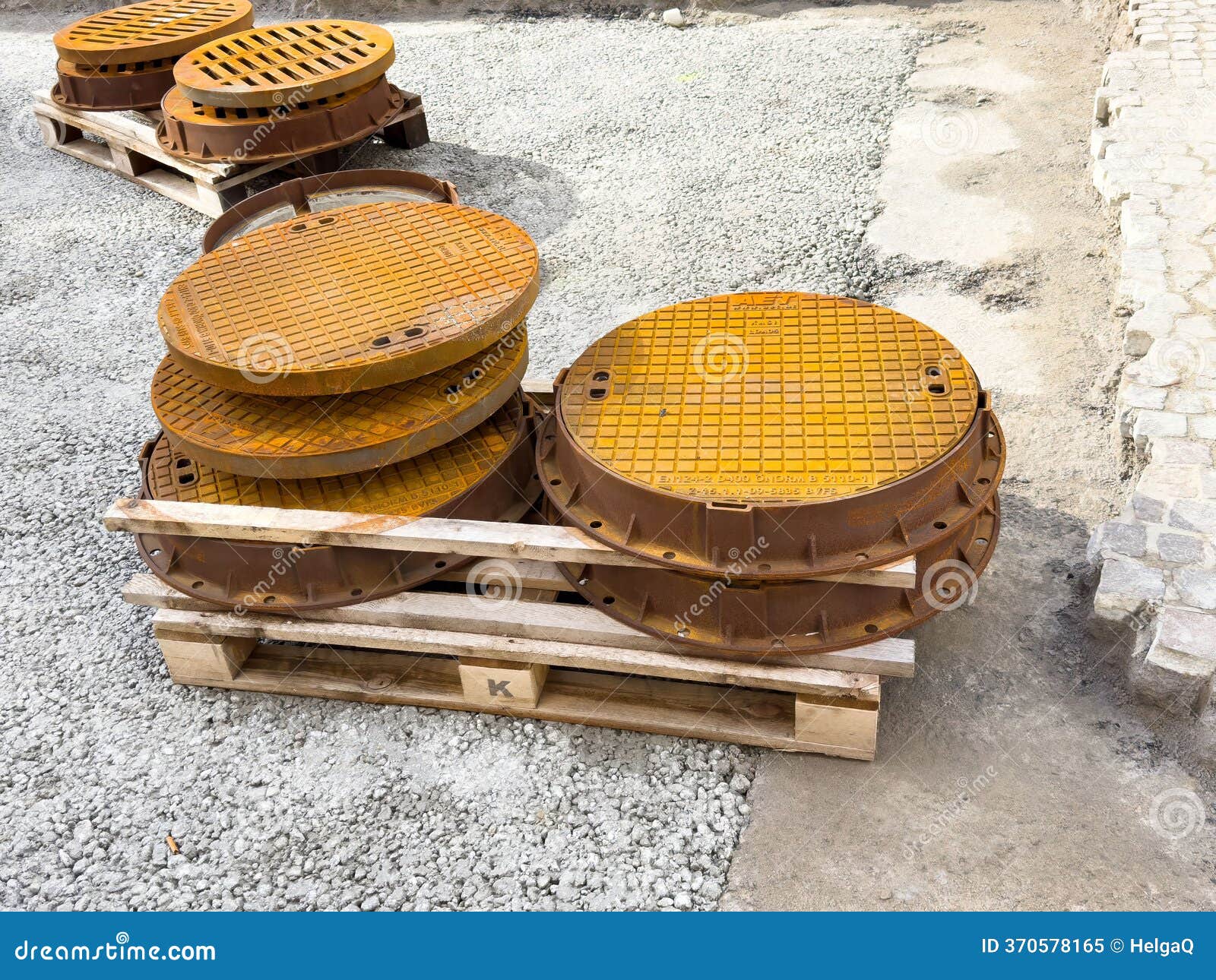 Two Manhole Covers On The Green Lawn Of A Septic Tank System, Sewer ...