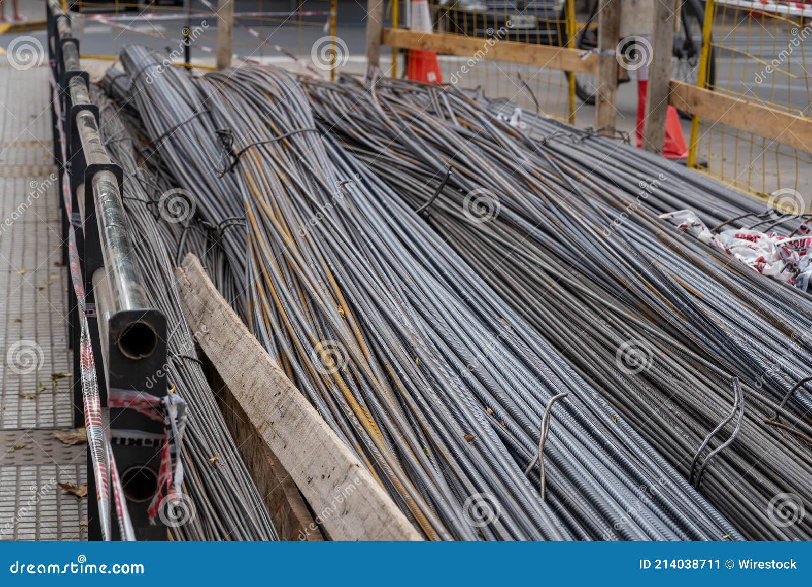 Stacked of Rusty Metal Steel Rods on the Construction Site Stock Image ...
