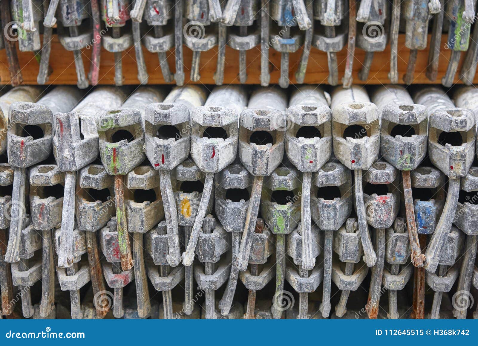 Stacked Scaffolding Pieces. Building in Construction Progress Stock ...