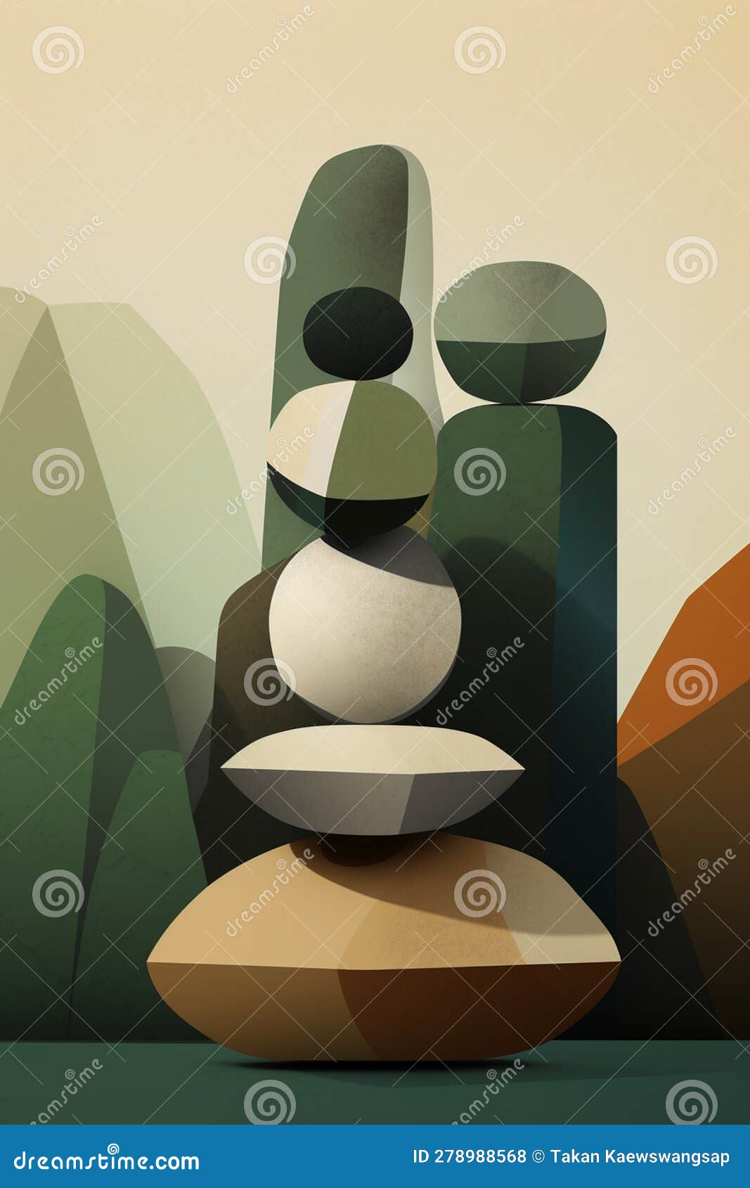 Stacked Set of Boulders - Generative Ai Illustration Stock Illustration ...
