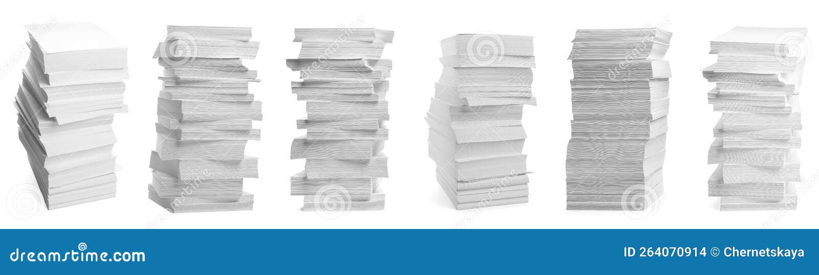 Stacked Sheets of Paper on White Background, Banner Design Stock Photo ...