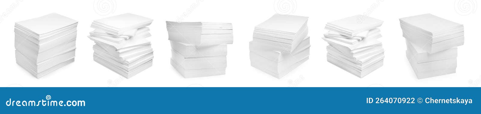 Stacked Sheets of Paper on White Background, Banner Design Stock Photo ...