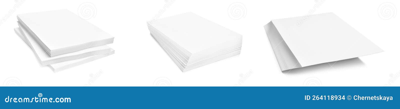 Stacked Sheets of Paper on White Background, Banner Design Stock Photo ...