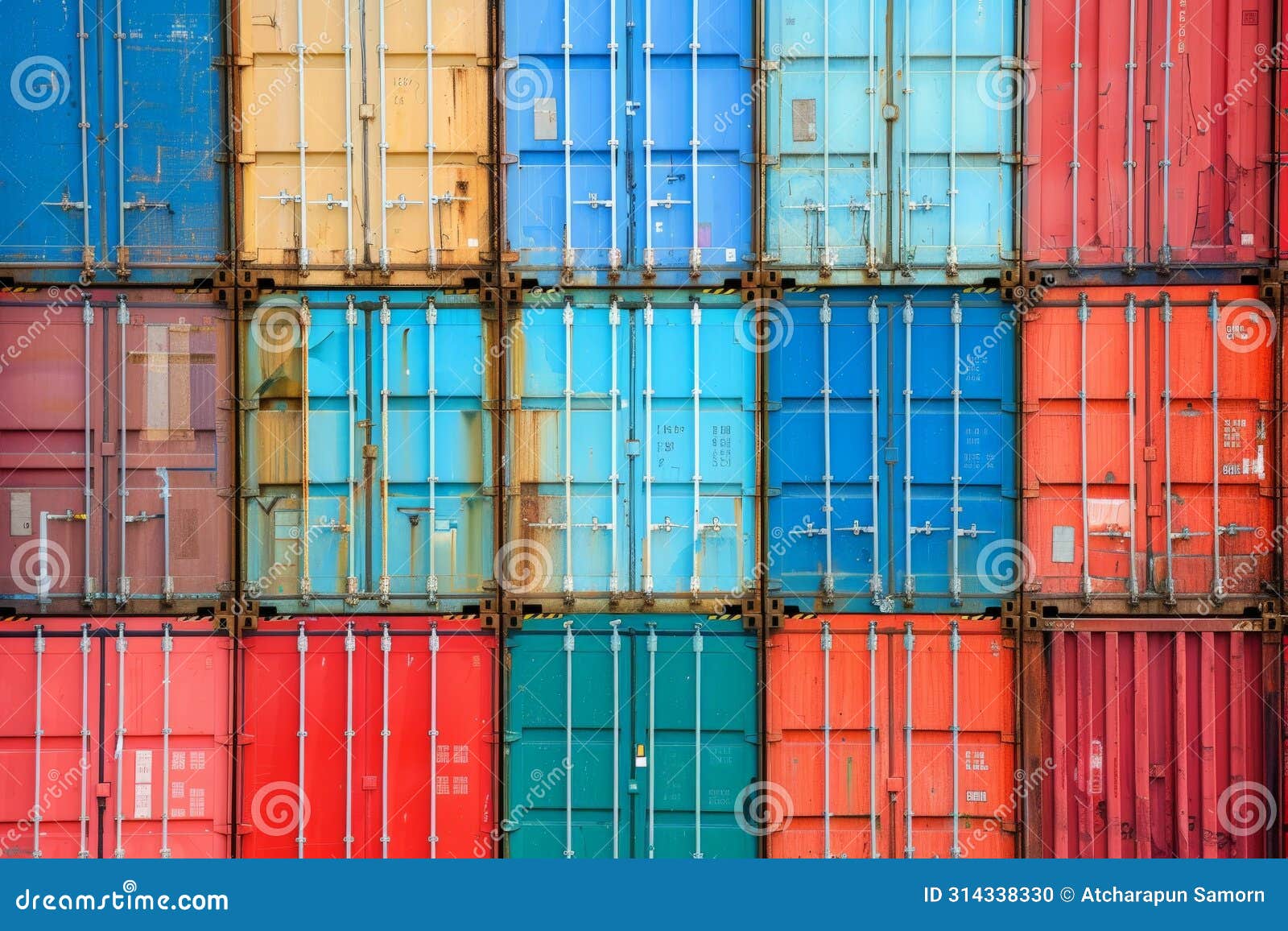 Stacked Shipping Container on Logistics Center, Abstract Container ...
