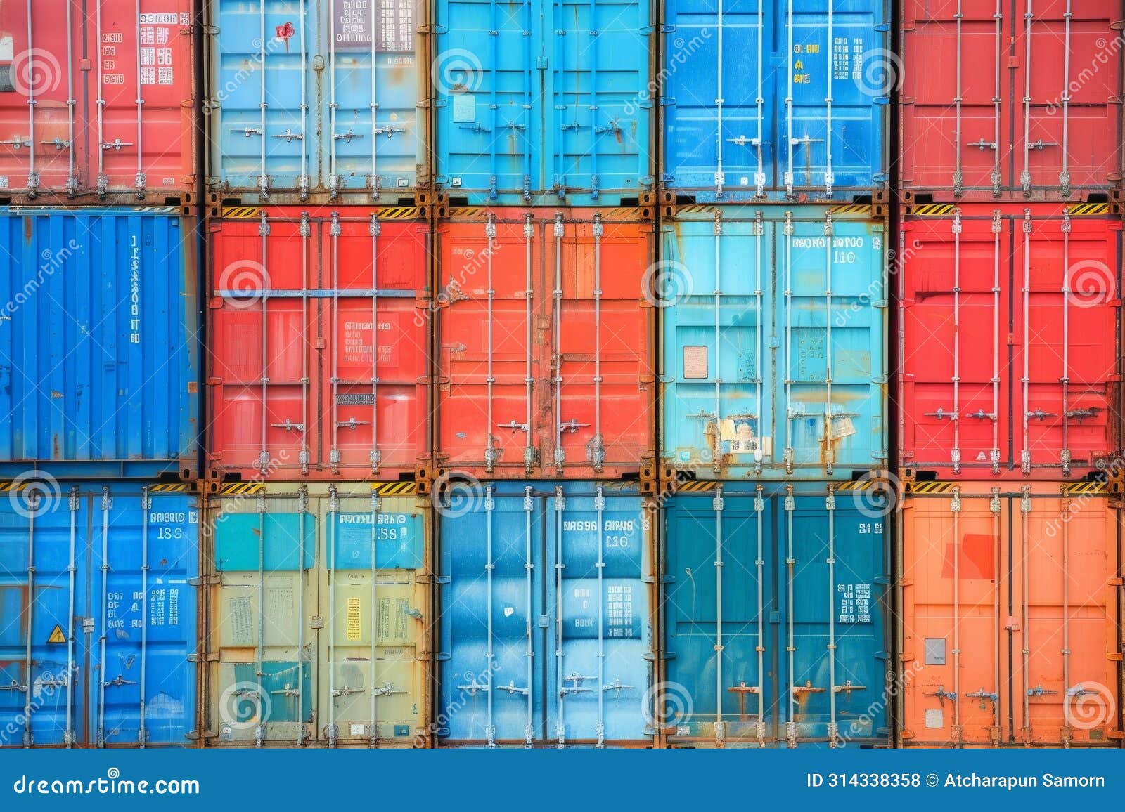 Stacked Shipping Container on Logistics Center, Abstract Container ...