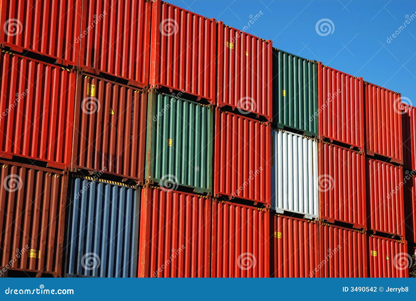 Stacked Shipping Containers Stock Photo - Image of freighting, green ...
