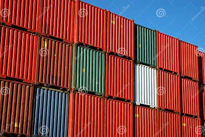 Stacked Shipping Containers Stock Photo - Image of freighting, green ...