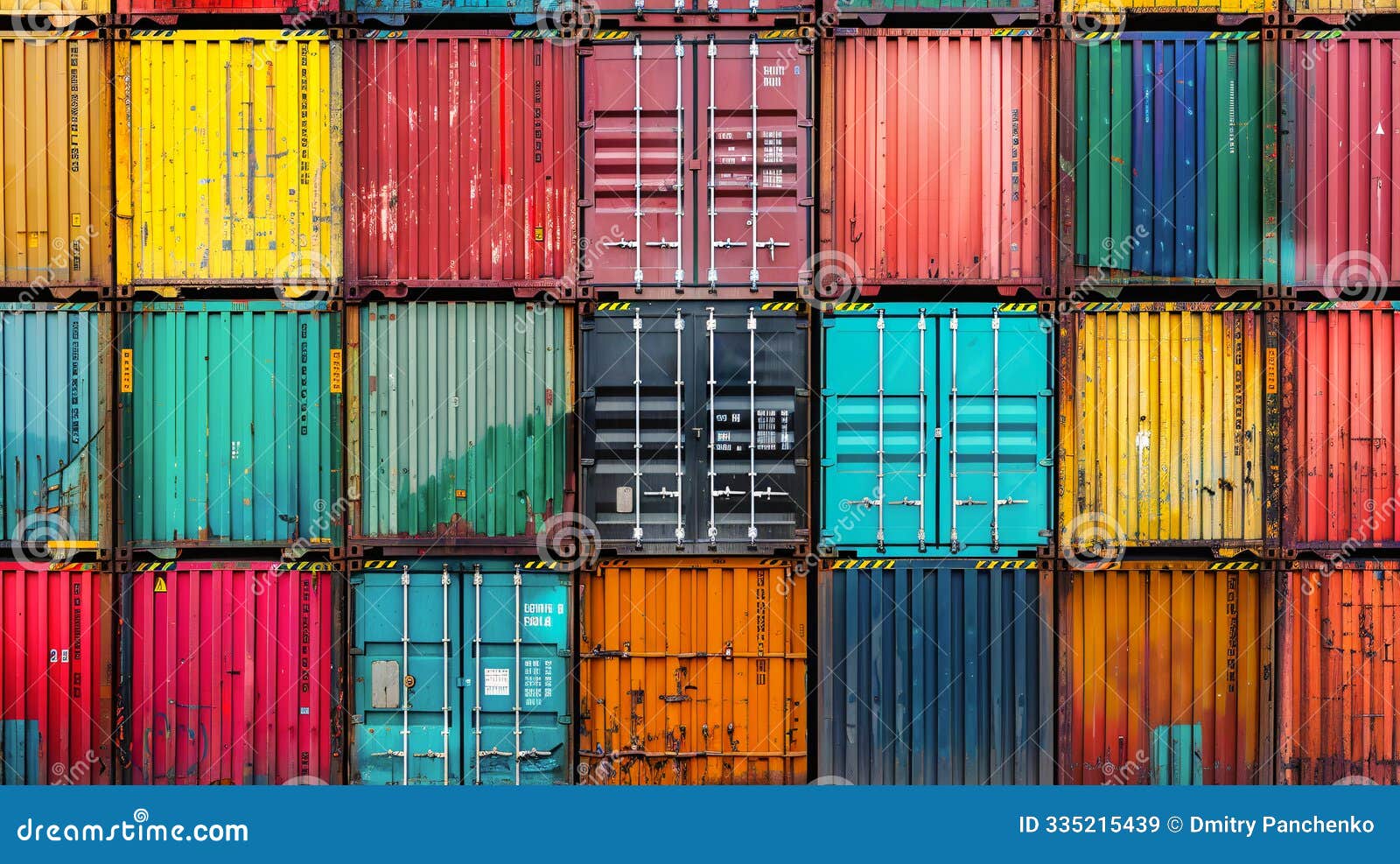 Stacked Shipping Containers Background. Stock Illustration ...