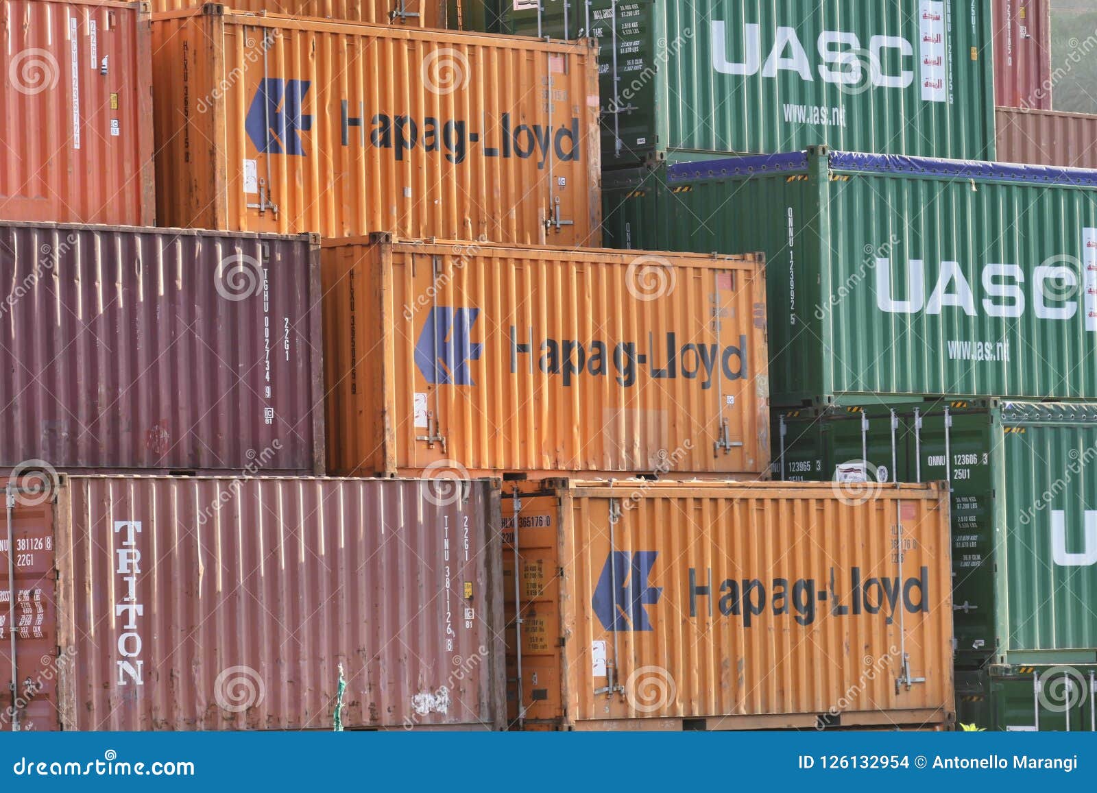Stacked Shipping Containers in Genoa Italy September 12 2018 Editorial ... Stacked Shipping Containers in Genoa Italy September 12 2018 Editorial ...