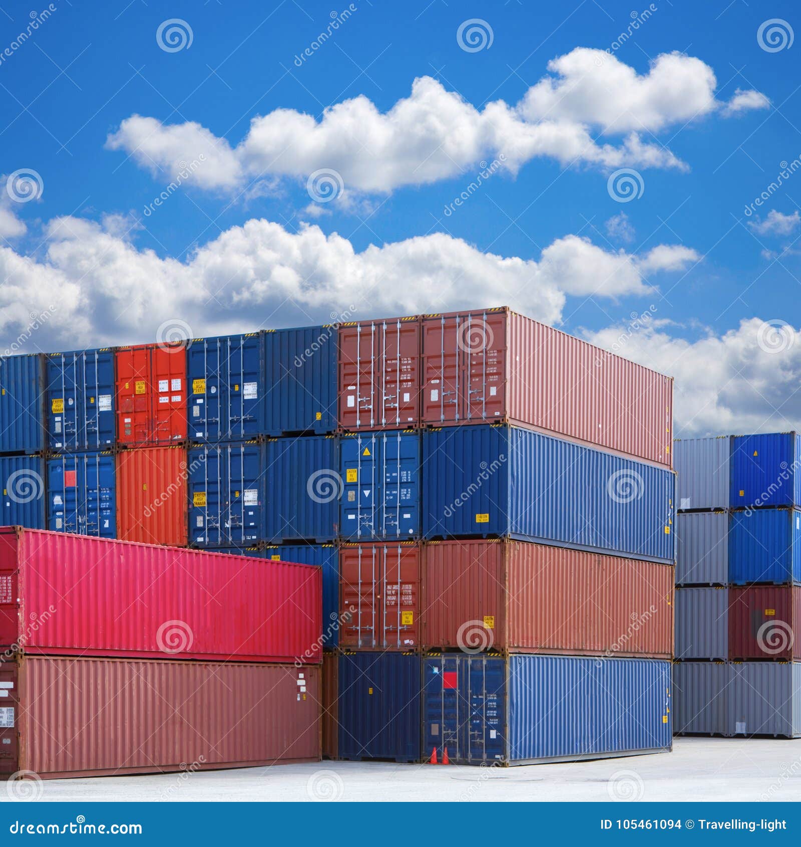 Stacked Shipping Container On Logistics Center, Abstract Container ...