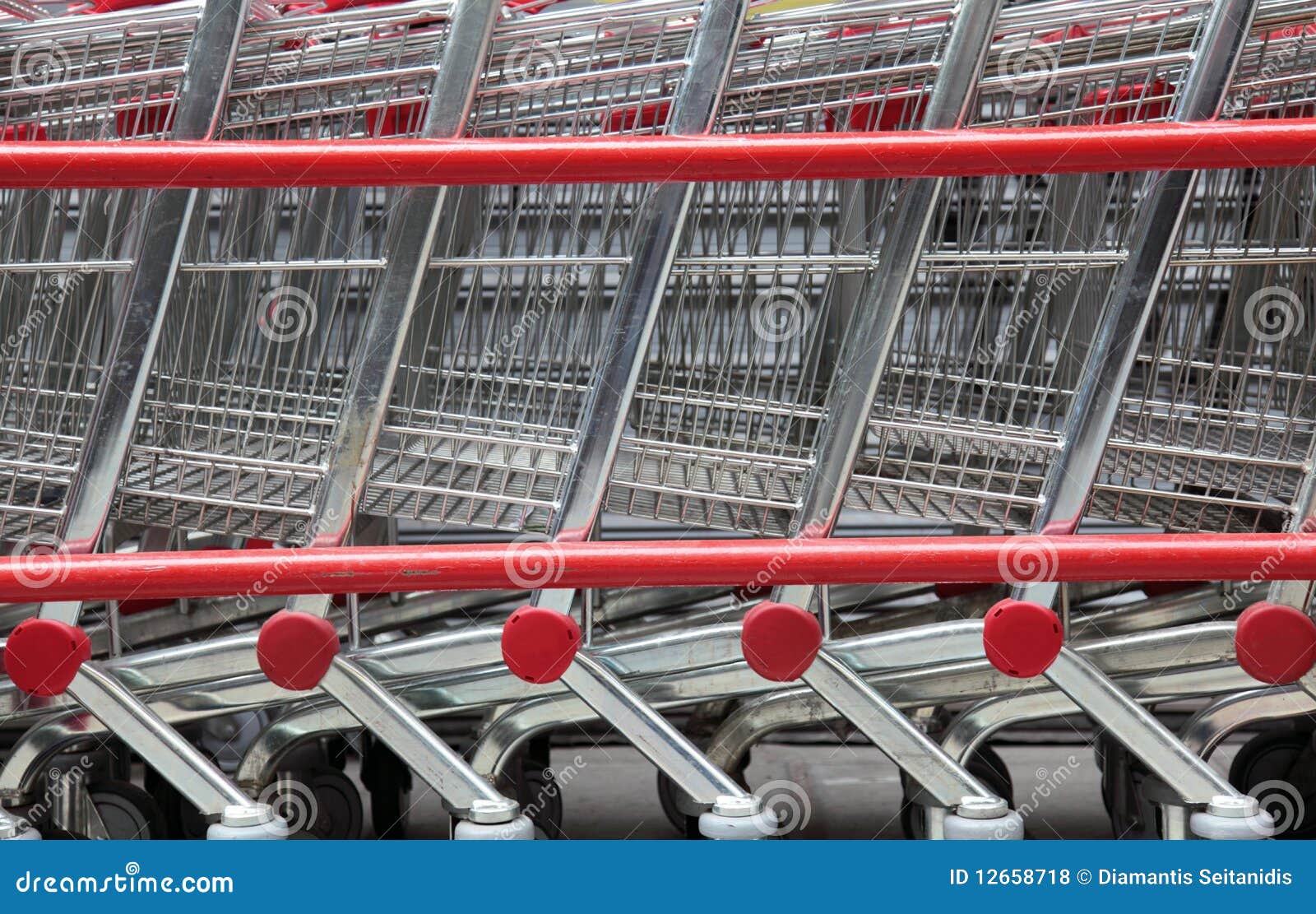 Stacked Shopping Carts stock photo. Image of supermarket - 12658718