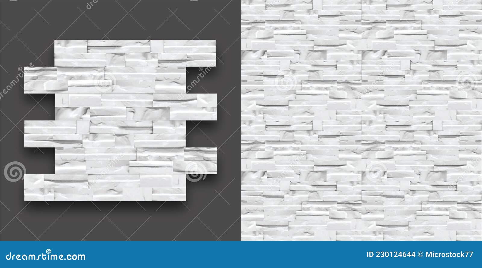 Stone Wall Cladding Seamless Panels White in Vector Format Stock Vector ...
