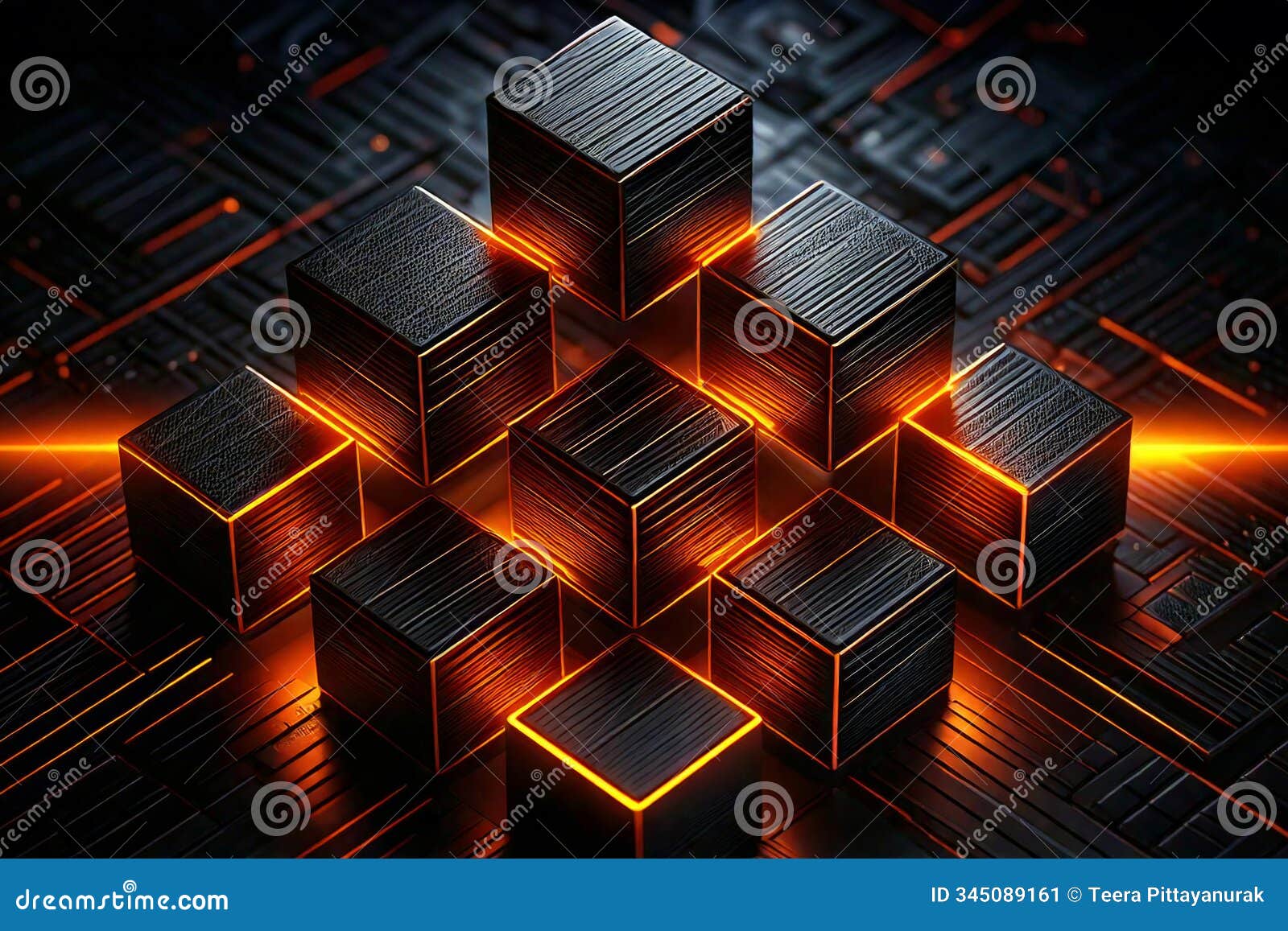 Stacked Solid Cubes with Light Coming through the Cracks for the ...
