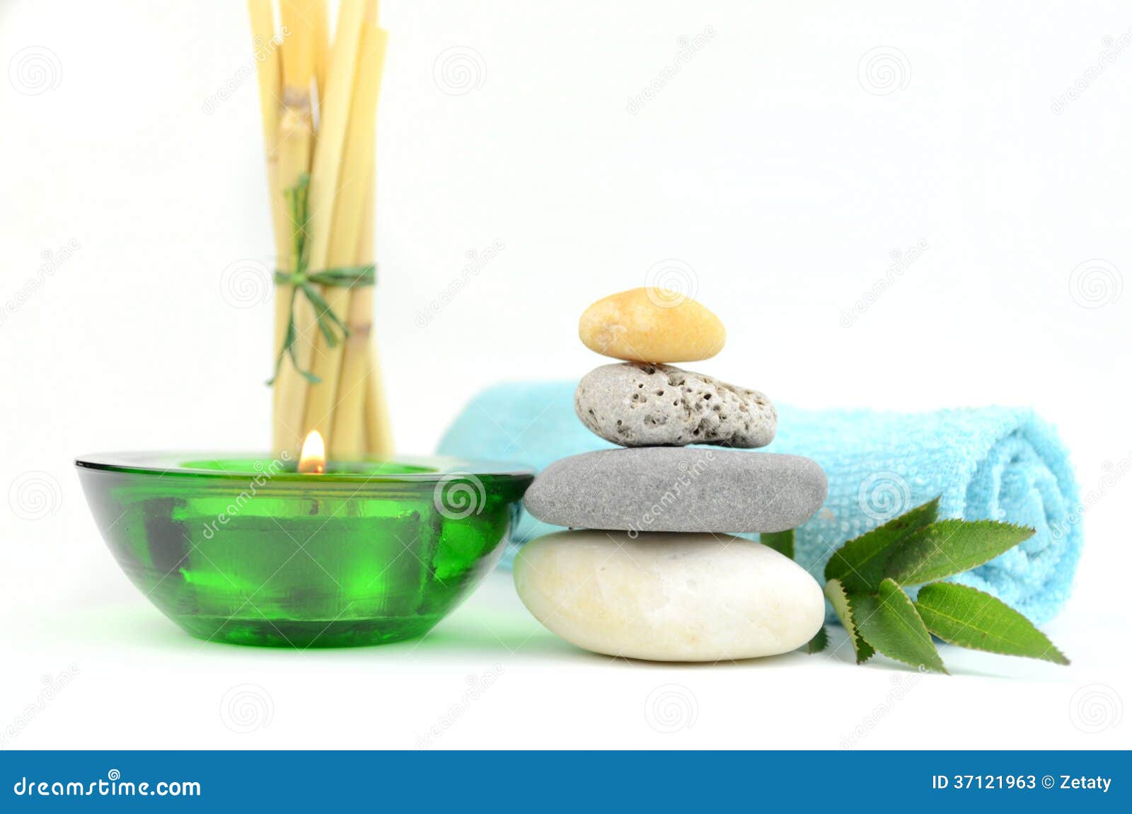 Stacked Spa Stones with Candle Stock Image - Image of peaceful, black ...