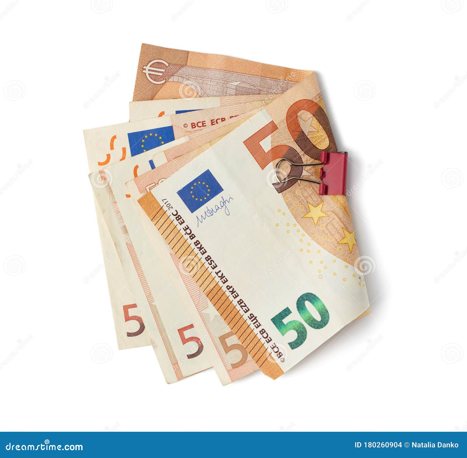 Stacked Stack of Paper Notes of the European Union, Face Value 50 Euros ...