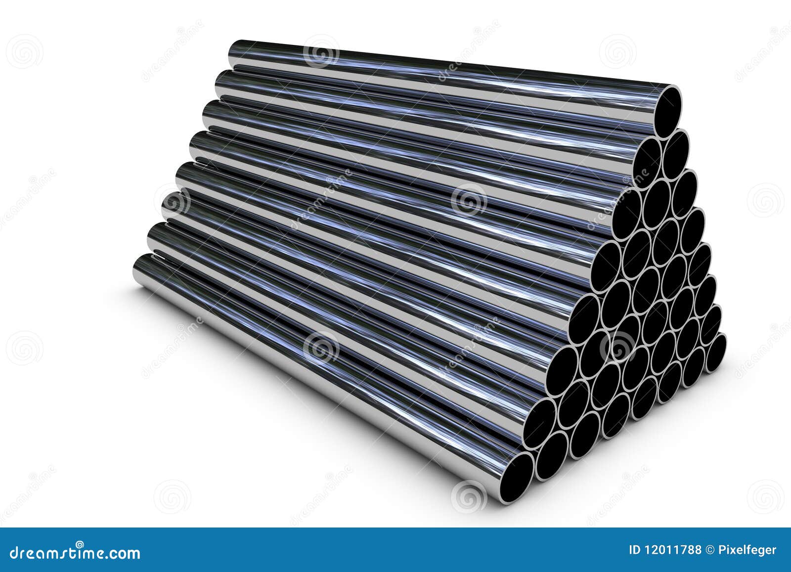 Stacked steel pipe stock illustration. Illustration of product - 12011788