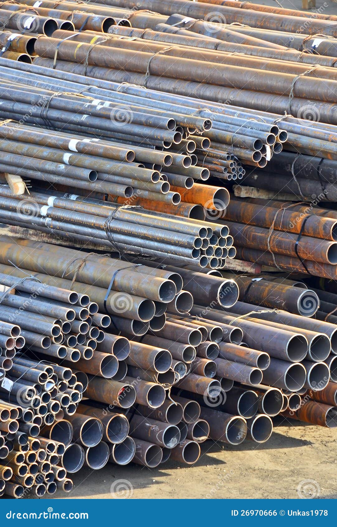 Stacked steel pipe stock photo. Image of canalization - 26970666