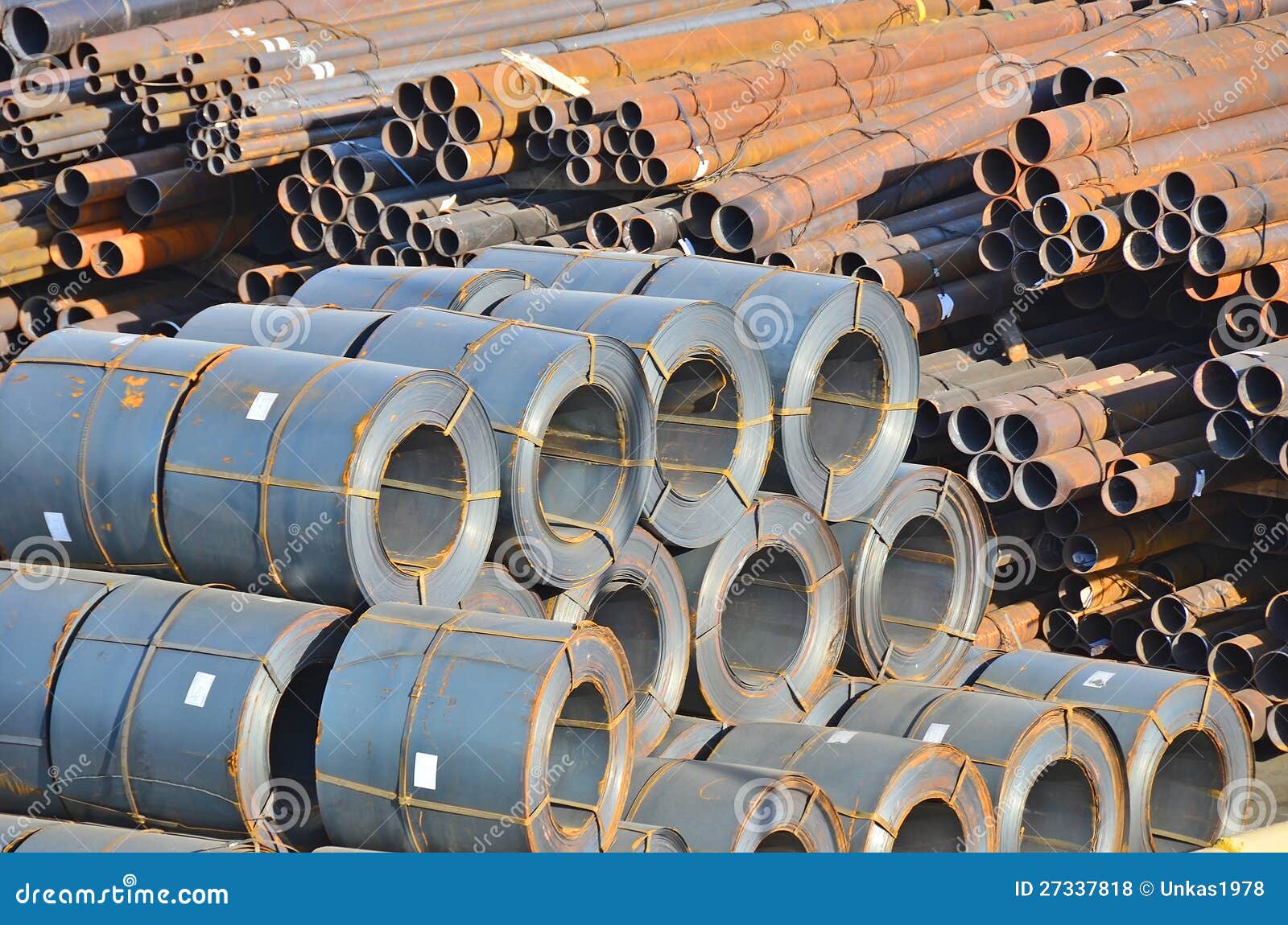 Stacked steel pipe stock photo. Image of circular, bundle - 27337818