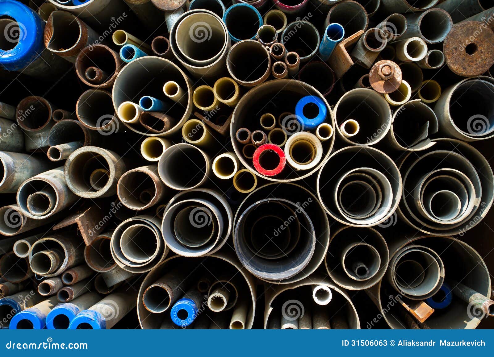 Stacked Steel Pipes and Tubes Stock Image - Image of abstract, group ...
