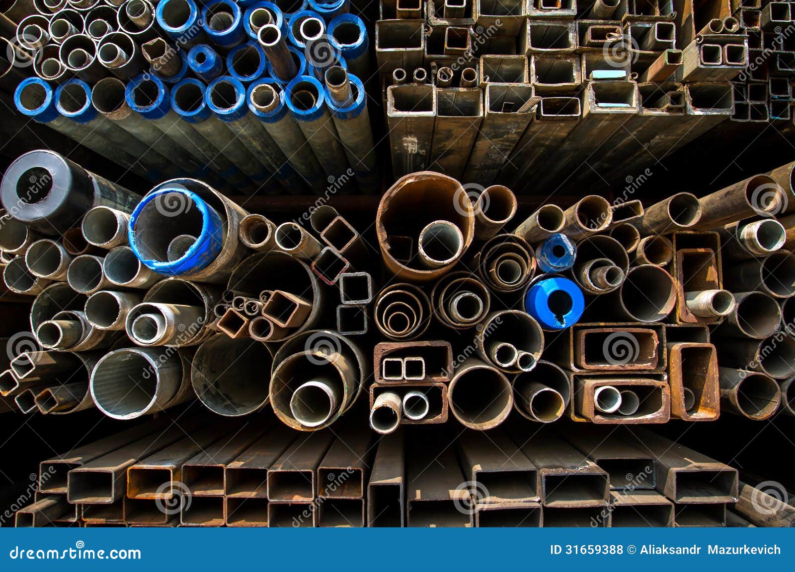 Stacked Steel Pipes and Tubes Stock Photo - Image of industrial, pipe ...