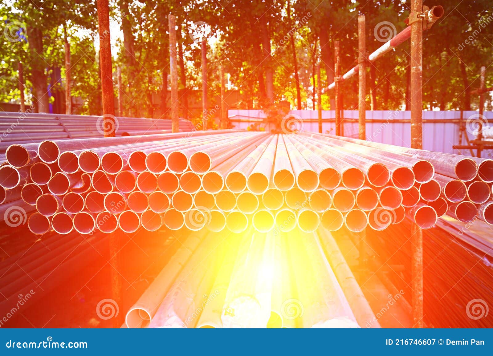 Stacked in the steel tube stock image. Image of mode - 216746607