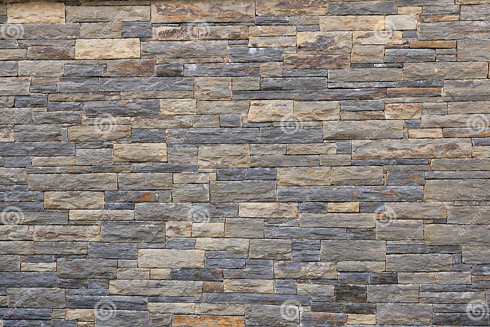 Stacked Stone Brick Wall. Stone Cladding Wall Made of Natural Grey ...