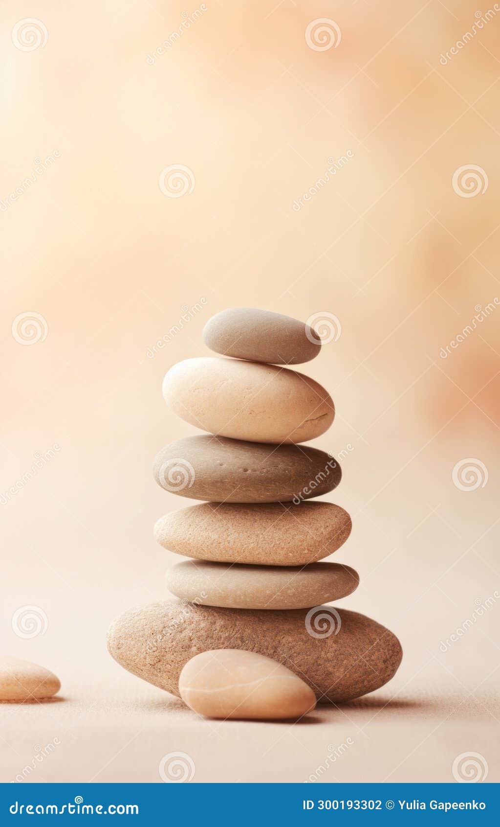 Stacked Stone Piles on a Beige Background. Stock Photo - Image of peace ...